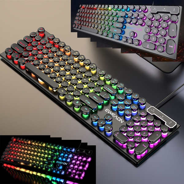 Bàn phím Giả cơ chơi game với đèn LED 7 màu ấn tượng Punk Bàn phím ...