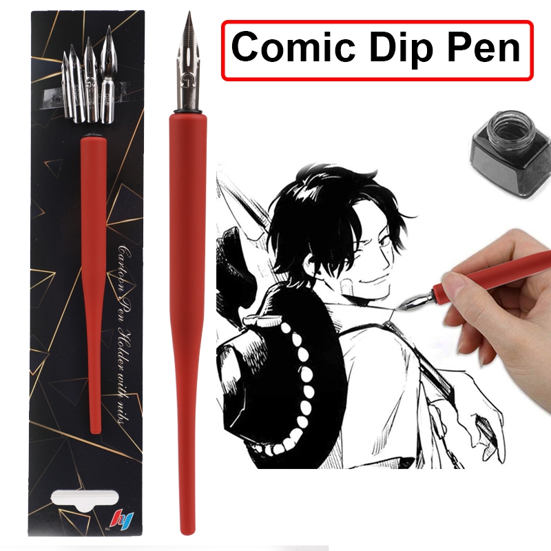 Bút Sắt Vẽ Manga, 1 tay cầm đàn hồi và 4 ngòi, Tuyệt vời cho truyện ...