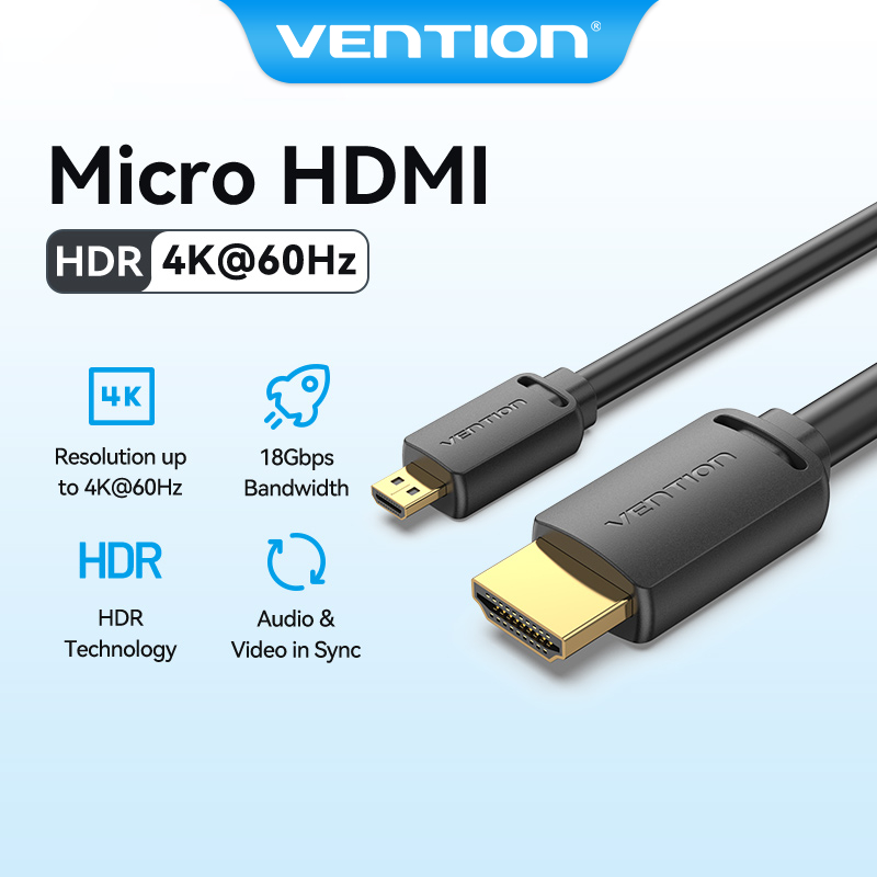 Cáp HDMI Vention Chuyển Đổi Micro HDMI Sang HDMI 4K 60HZ UHD Cho Máy ...