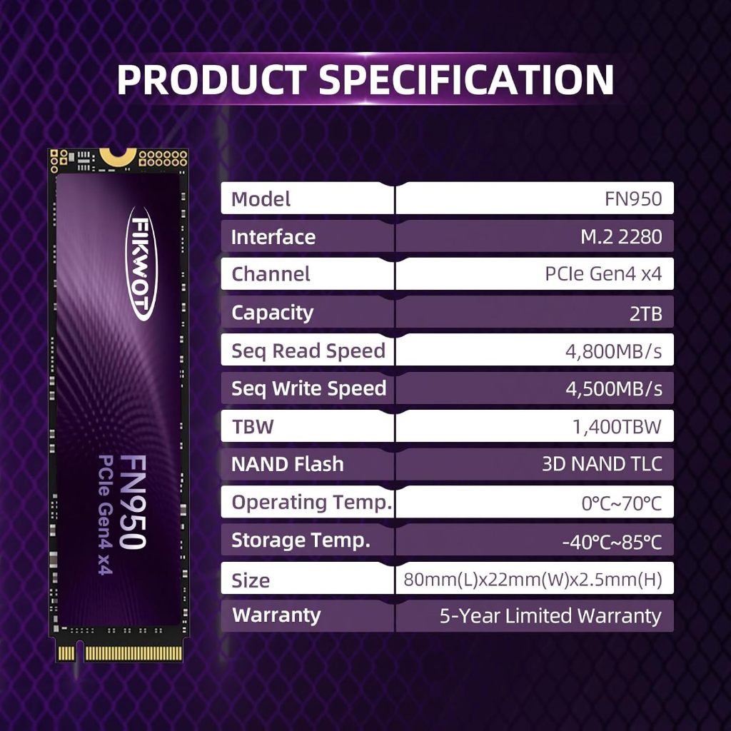 Ổ Cứng SSD Fikwot FN950 M.2 2280 NVMe PCIe Gen4 với Graphene Cooling ...