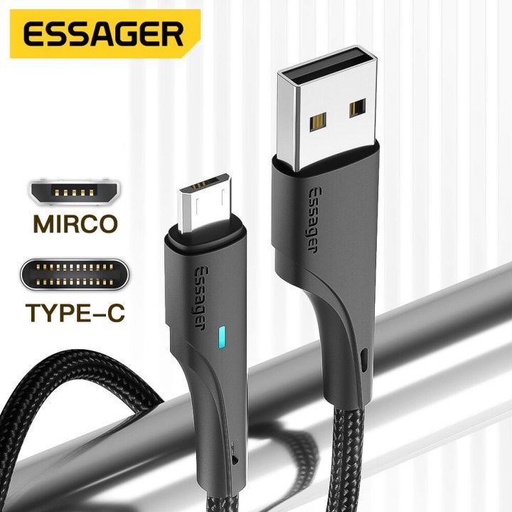 Cáp sạc nhanh Essager 3A Type C/Micro/iP Usb 0.25m/1m/2m/3M cho điện thoại Android | Shopee Việt Nam