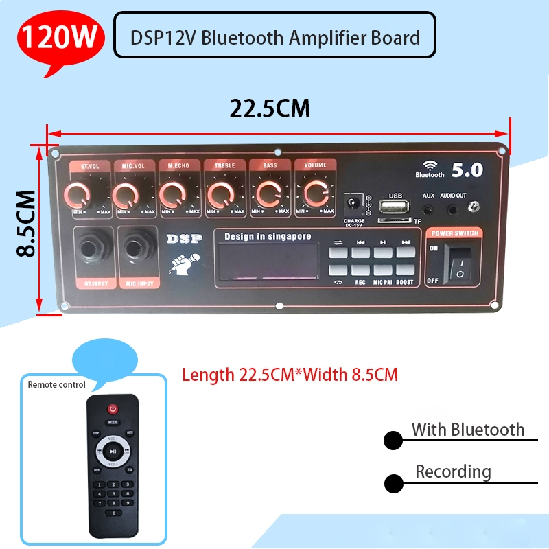 120w DSP Bluetooth Mono Amplifier Board Xe Đẩy Loa Âm Thanh Ngoài Trời Amp Module Sửa Đổi Bo ...