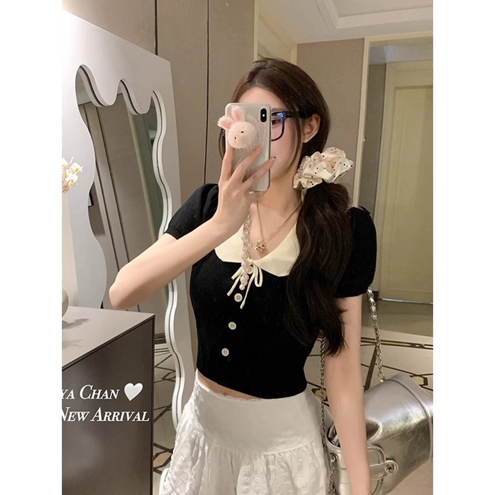 NZN Mùa hè Phong Cách Mới Thời Trang Nữ Slim-fit Cổ Búp Bê Puff Áo Thun ...