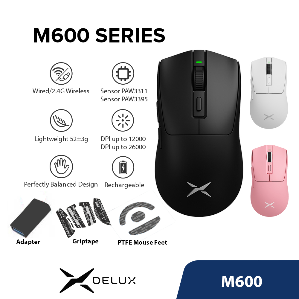 Chuột chơi game có dây và không dây có thể sạc lại Delux M600 Series ...