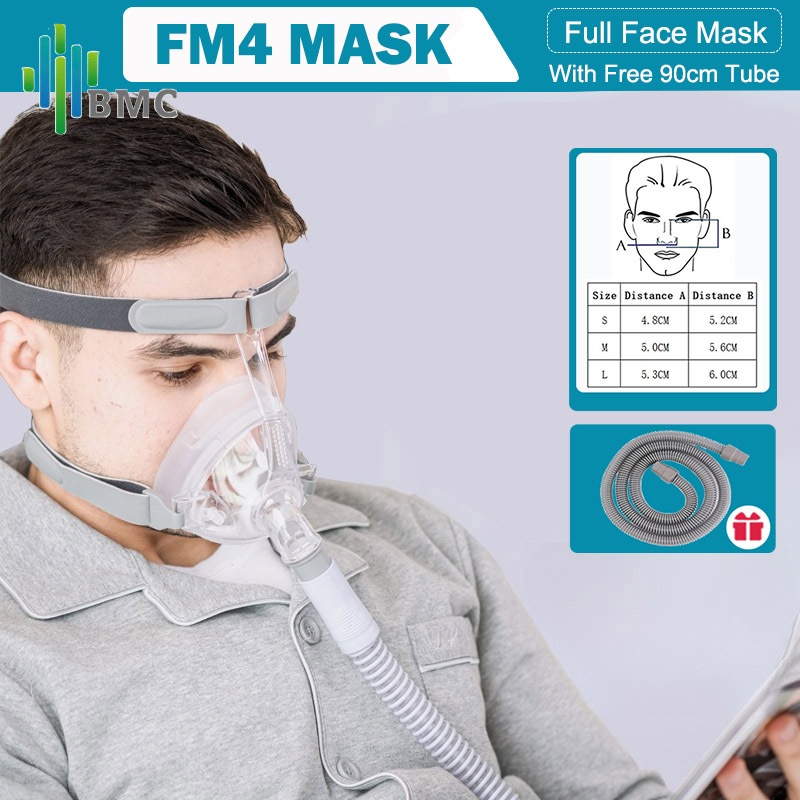 Bmc CPAP Full Face Mask FM4 Có Mũ Có Thể Điều Chỉnh 3 Kích Thước Đệm ...