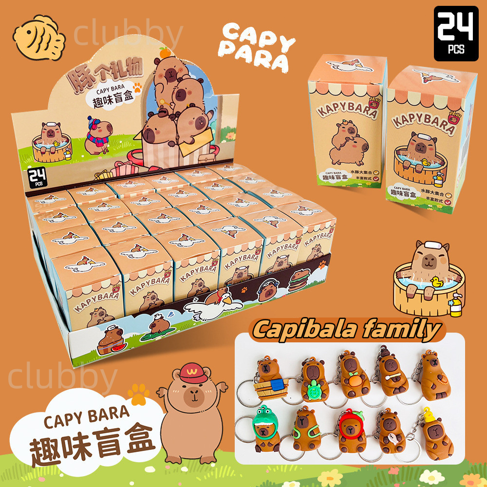 24 Capybala Blind Box Mặt dây chuyền Blind Box Doll Móc khóa Mặt dây chuyền búp bê dễ thương Quà ...