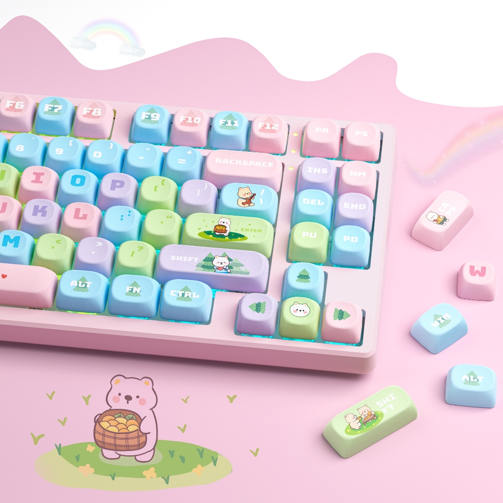 Xvx Gấu Dễ Thương Keycap MOA Contour Dye Nhiệt Thăng Hoa PBT Keycap Set (143 phím) Thích Hợp Cho ...