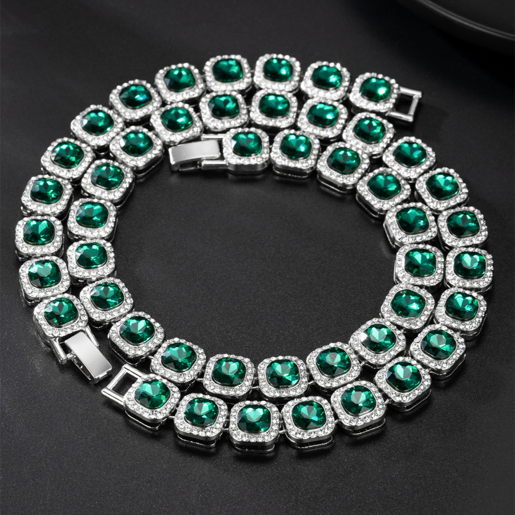 Vòng tay đá đường 12.6mm mới, vòng cổ thủy tinh vuông Cuba, trang sức ...