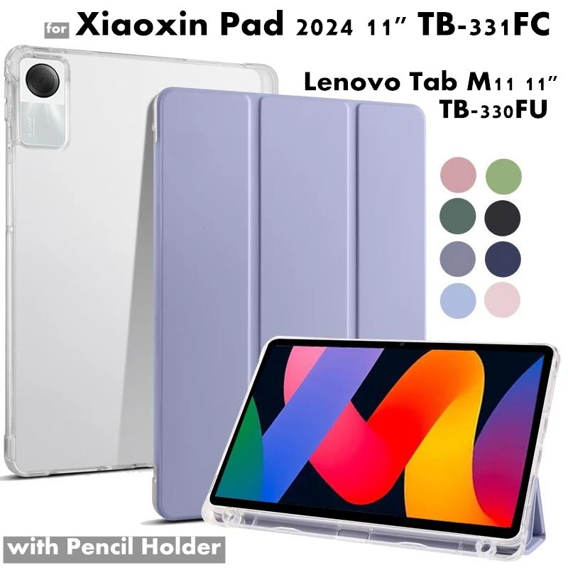 Ốp điện thoại Lenovo Xiaoxin Pad TB-331FC 1 inch 2024 Có Giá Đỡ Bút Trifold Da PU Mềm Đế Sau Máy ...