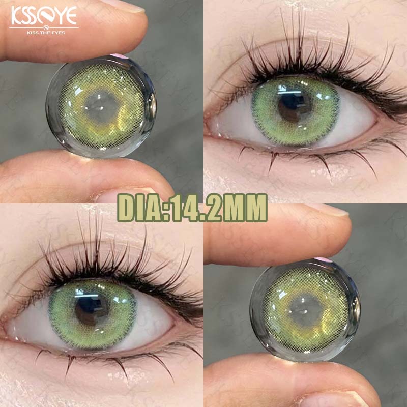 1 Cặp / 2 Chiếc Ống Kính Tiếp Xúc Xanh ksseye Ống Kính Mềm Phong Cách Iris 14,2 Mm Lai Mèo Con ...