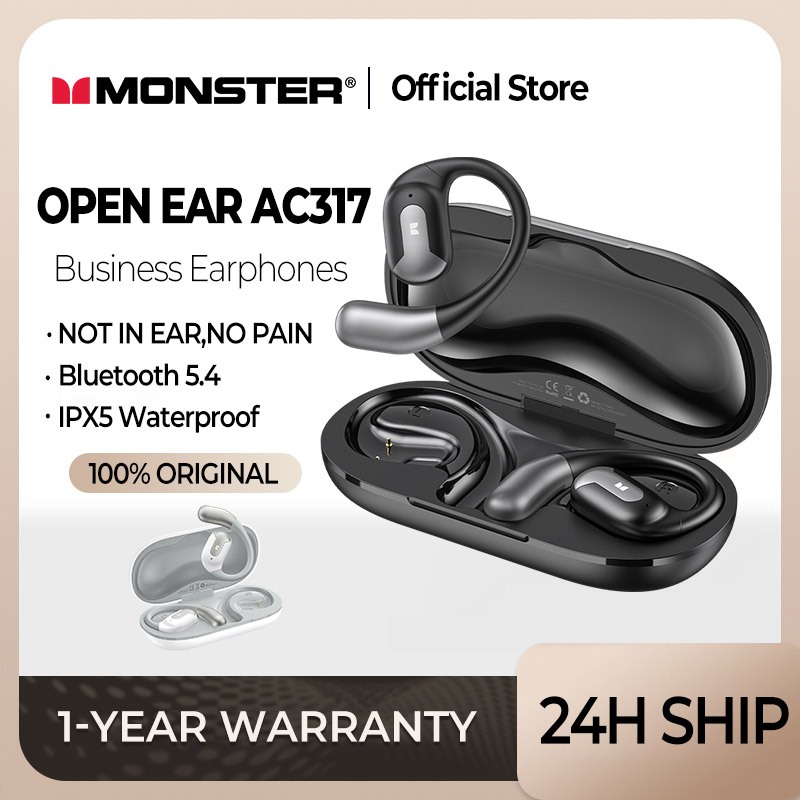 Monster OPEN EAR AC317 Tai nghe không dây Bluetooth 5.4 Tai nghe kinh ...