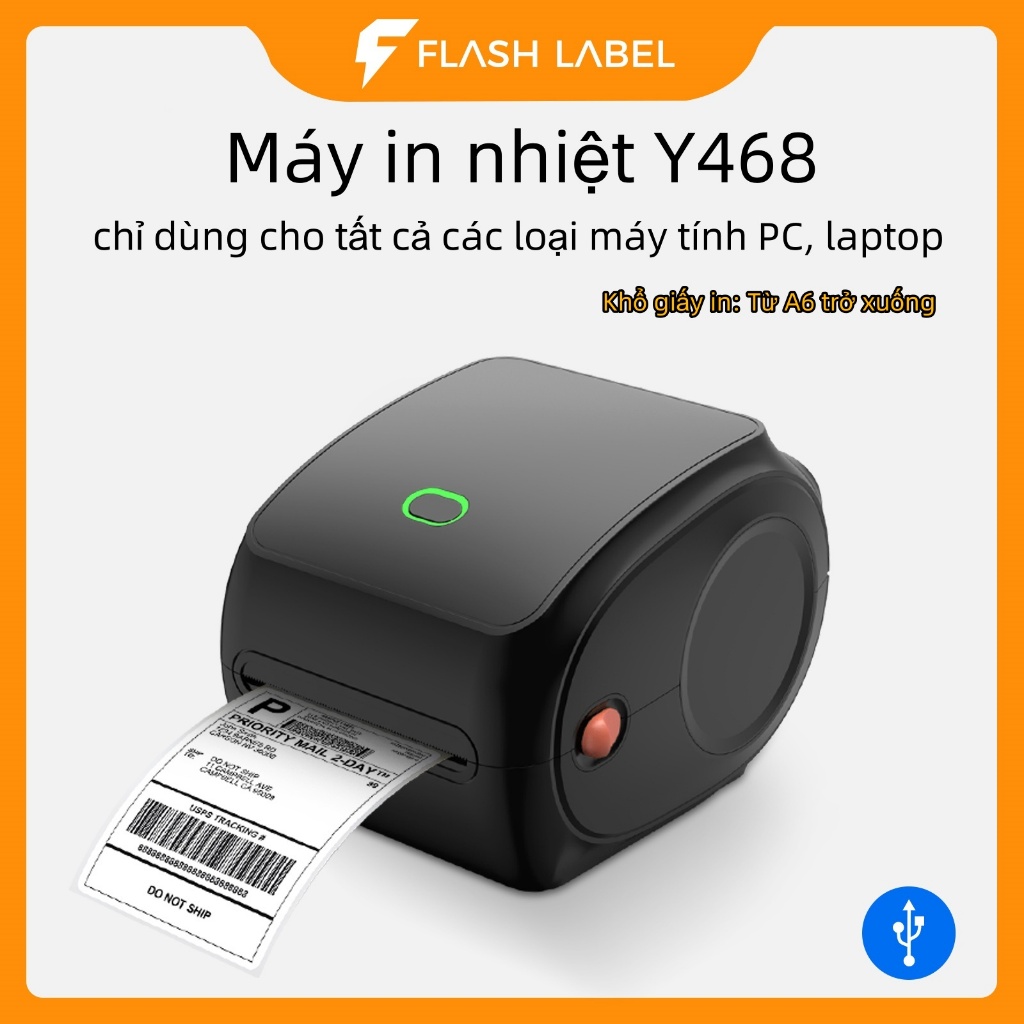 FlashLabel Y468 Máy in nhiệt Thermal Label Printer Only with computer In Khổ A6 In Đơn Hàng ...