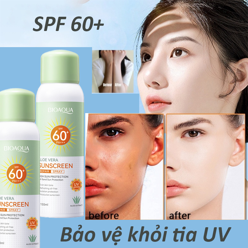 lô hội xịt chống nắng chống tia cực tím kem chống nắng cơ thể 150ml SPF60+ PA+++ làm trắng da ...