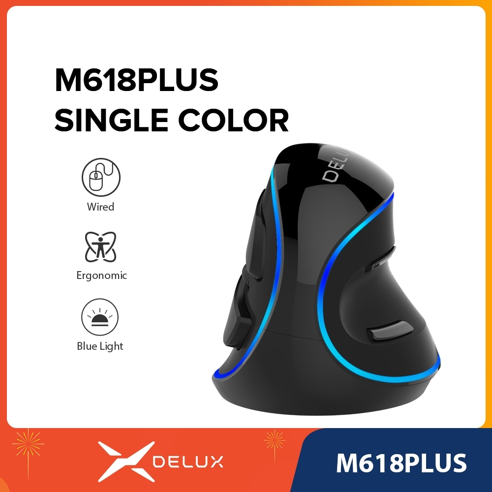 Delux M618 Plus Single Color thích hợp cho hoạt động dọc, 6 nút, 4000 DPI, chuột LED xanh, máy ...