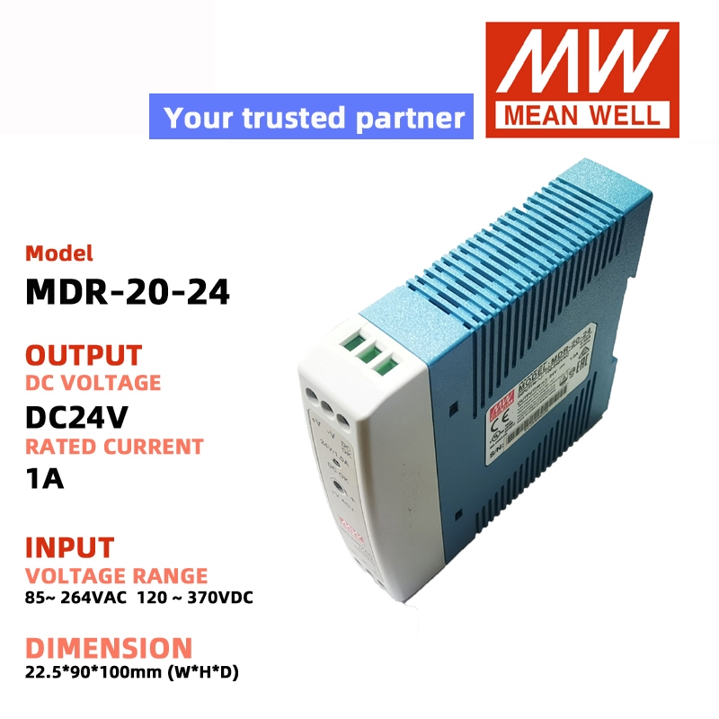 Bộ nguồn chuyển mạch MEAN WELL MDR-20-24 DC24V 1A MDR-20-12 MDR-20-5 Nguồn điện Meanwell DC ...