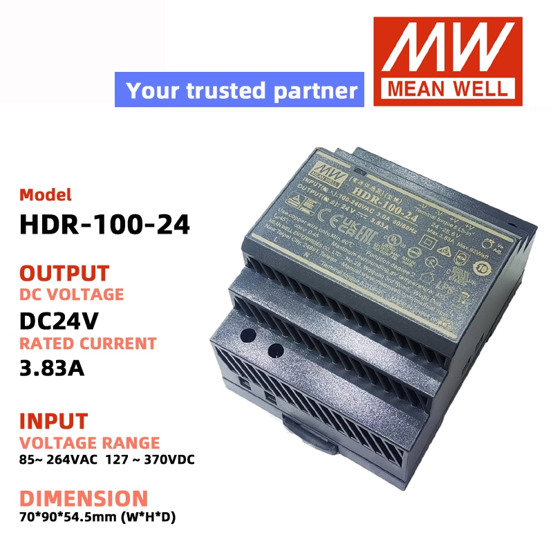 Nguồn điện chuyển mạch MEAN WELL HDR-100-24 DC24V 3.83A Nguồn điện Meanwell DC | Shopee Việt Nam