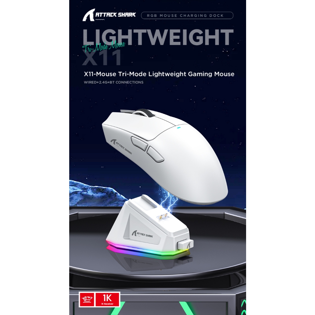 Chuột Tấn Công Cá Mập X11 Không Dây Buletooth Ba Chế Độ 2.4G BT5.0 ...