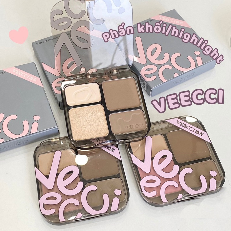 [VEECCI] Bảng Phấn Tạo khối & Bắt Sáng 4 Ô VEECCI Đa năng tích hợp Má ...