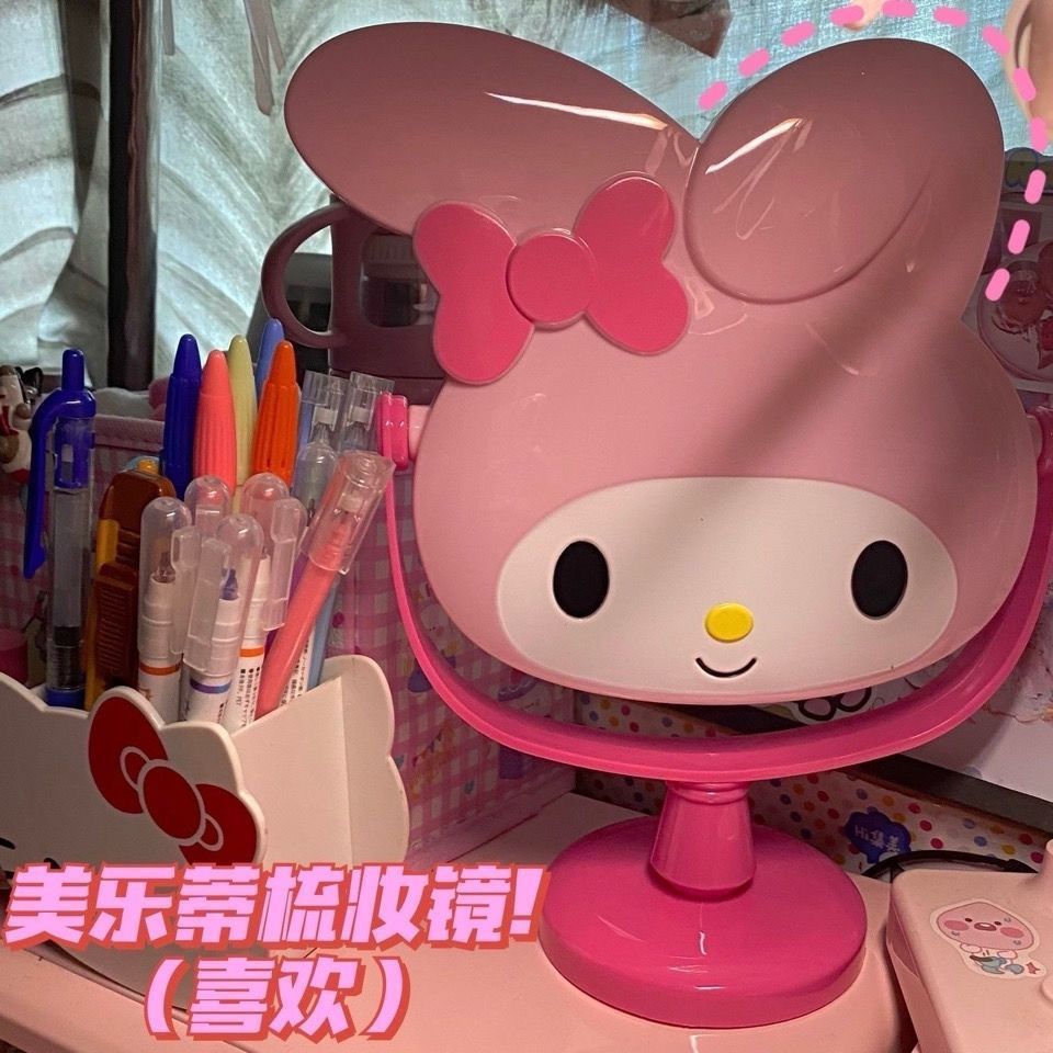 Ohaya 丨 ins hello kitty Gương trang điểm Giai điệu Máy tính để bàn Gương trang điểm có thể đảo ...