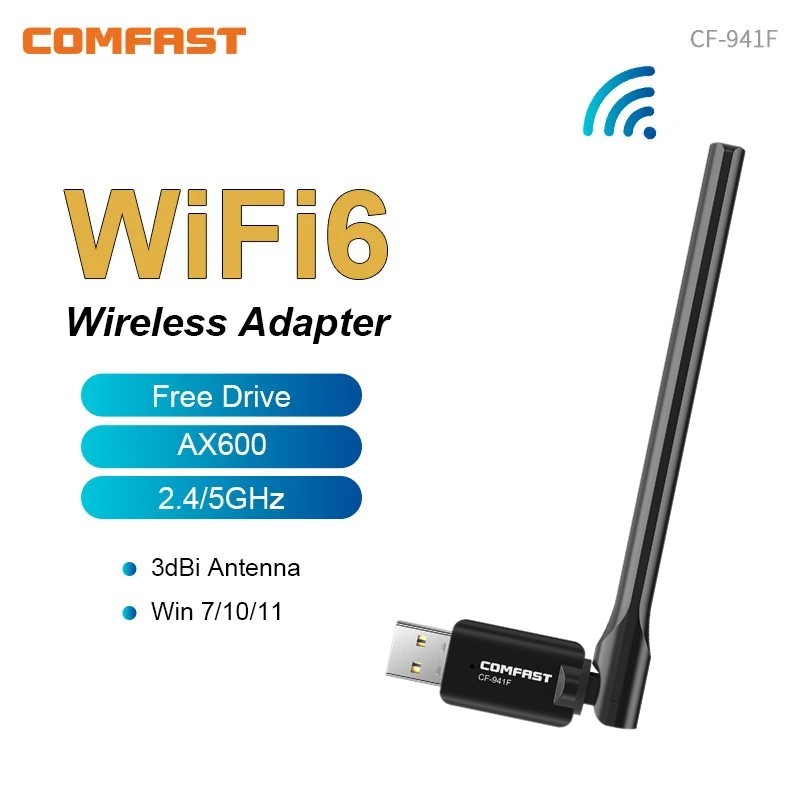 Comfast AX600 USB WiFi6 Trình điều khiển WiFi miễn phí Dongle 600Mbps Ăng-ten 3dBi có độ lợi cao ...