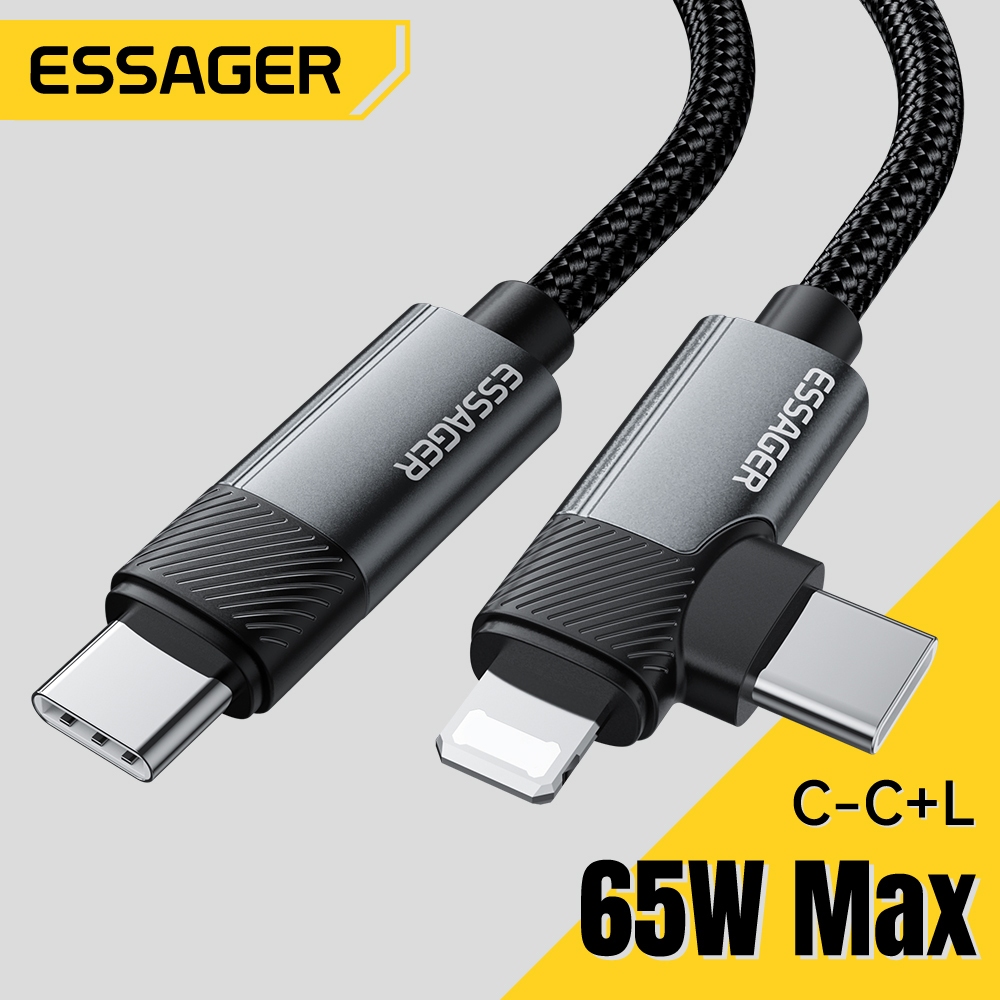 Essager 65W Type C / USB-A sang L + C Cáp Sạc Nhanh 2 Trong 1 Cho ip 5 ...