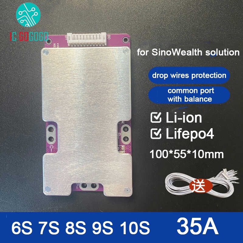 6s 7S 8S 9S 10S 35A Li-ion Lifepo4 sắt Pin Lithium Bảo vệ BMS 24V 36V với Cân bằng eBike Đèn ...