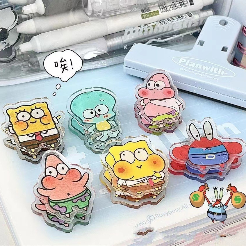 Spongebob Acrylic Kẹp Đa Năng Hai Mặt Kẹp PP Dễ Thương Kẹp Giấy Niêm ...