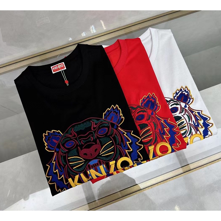 Áo nam KENZO, in hình đầu hổ mùa hè cho nam, áo rộng tay ngắn dành cho ...