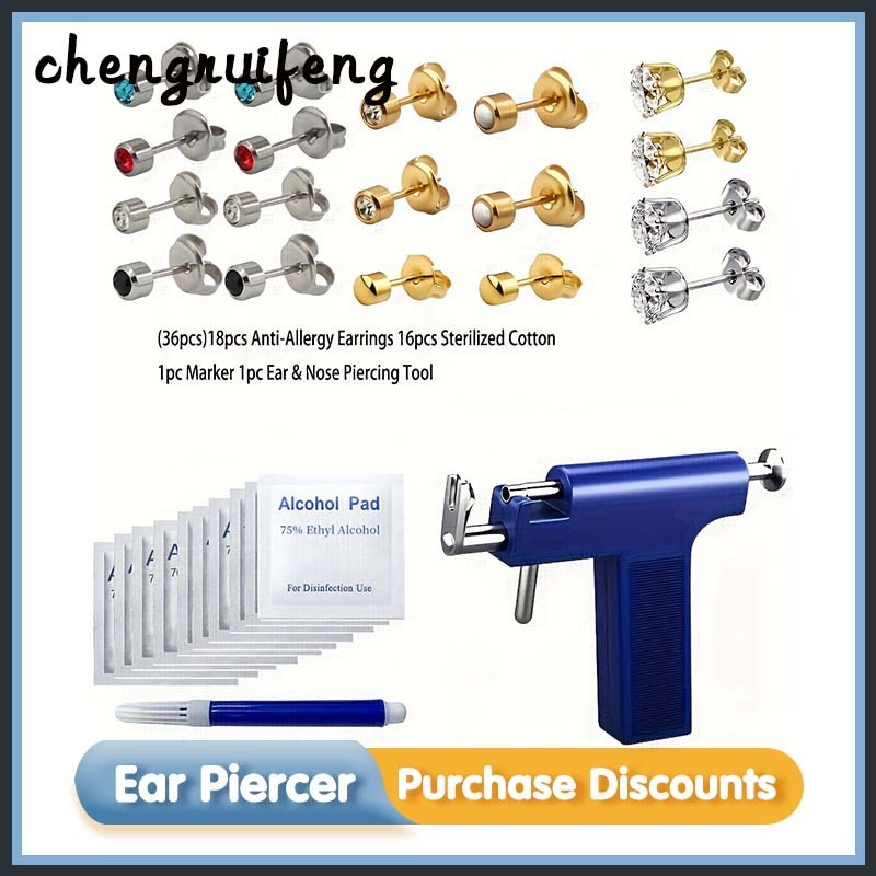 Bộ dụng cụ bắn xuyên tai chuyên nghiệp-Bộ xỏ tai vô trùng với đinh tán ...