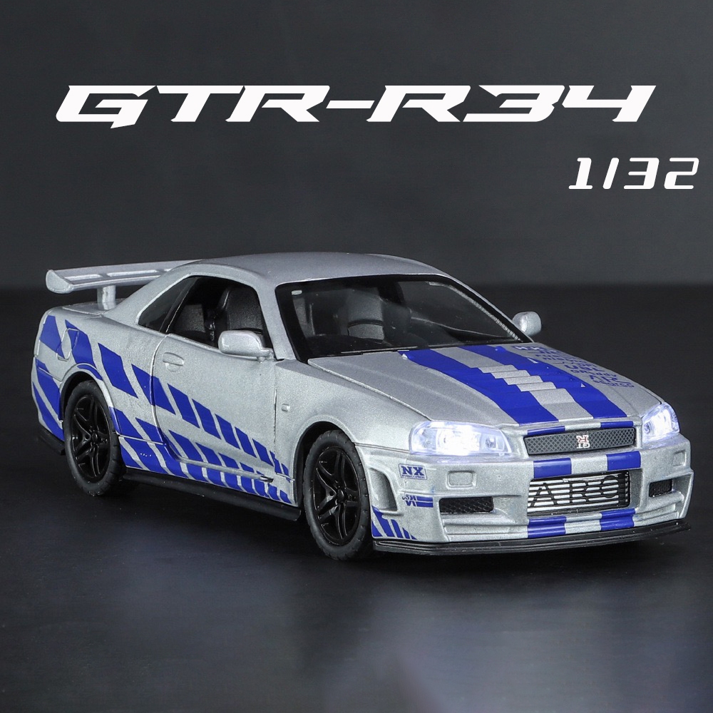 Tỉ Lệ 1: 32 Nissan GTR R34 Hợp Kim Xe Mô Hình Diecast Xe Âm Thanh Ánh ...
