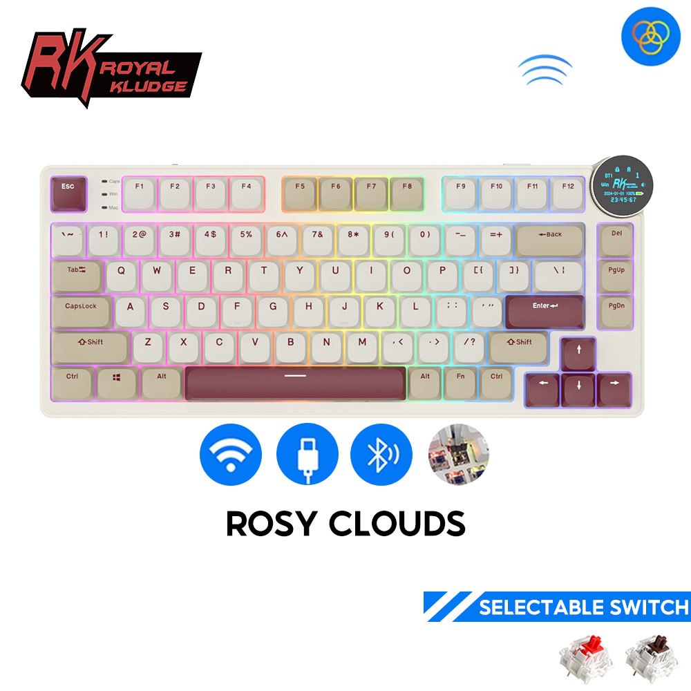Royal Kludge RK N80 Pearly Dawn 80Key Trục Thấp Tri-Mode RGB Có Dây ...
