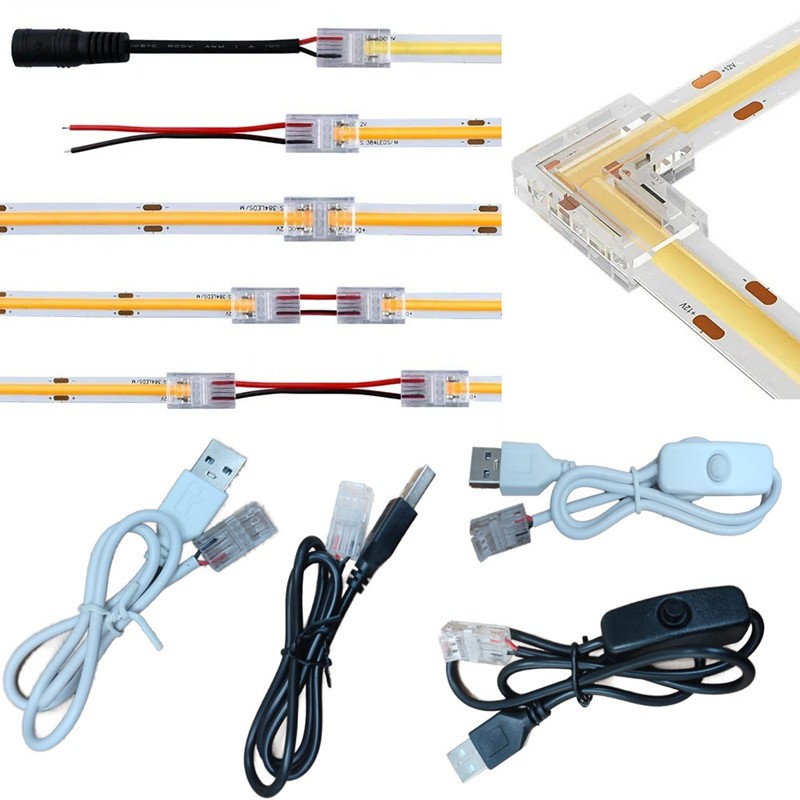 8mm 2pin COB LED Strip Connector Tape Lights L Shape LED Corner ...