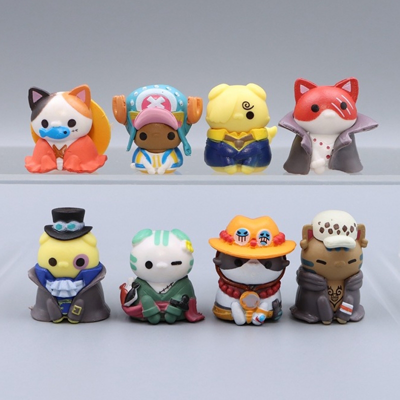 8 Cái / bộ 4cm Anime One Piece Ninja Cat Gaara Ace Luffy Zoro Chopper ...