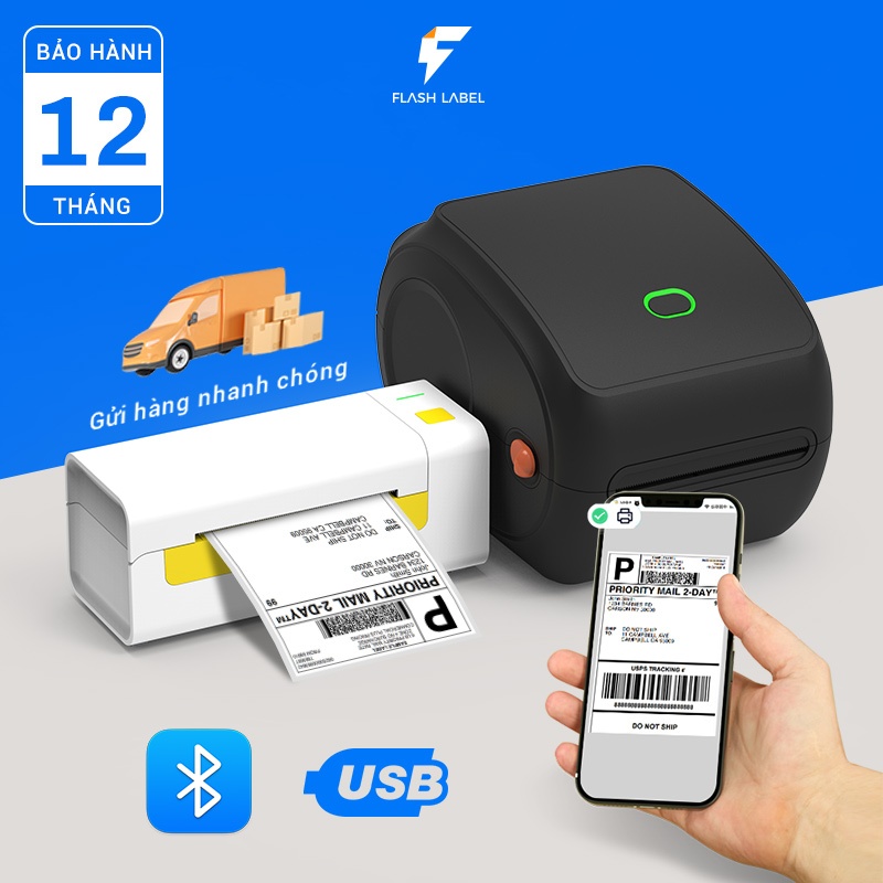 Máy in nhiệt FlashLabel A7/A6, in phiếu gửi, đơn hàng, nhãn tự dán, mã ...
