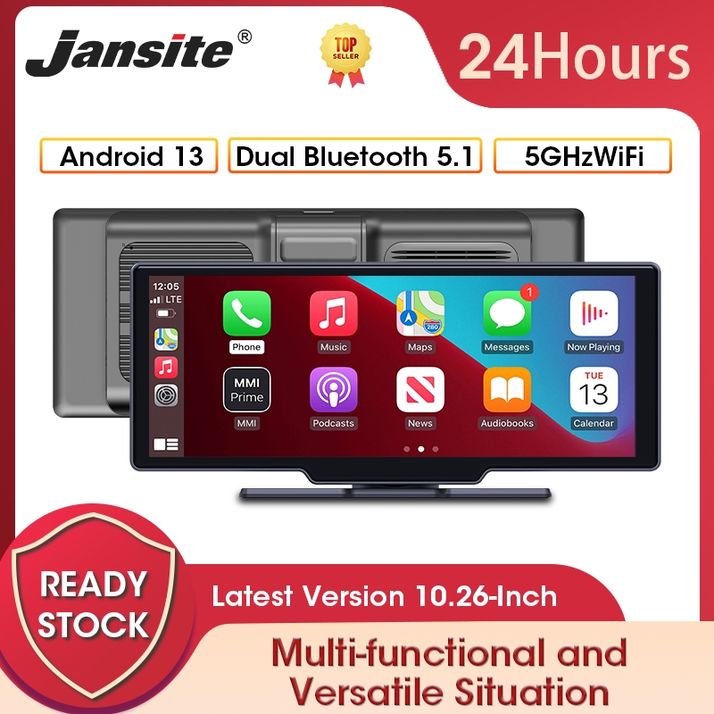 Jansite 8 Core 4 + 64GB Android 12 Xe DVR 5G WiFi Không Dây CarPlay Android Tự Động Ống Kính Kép ...