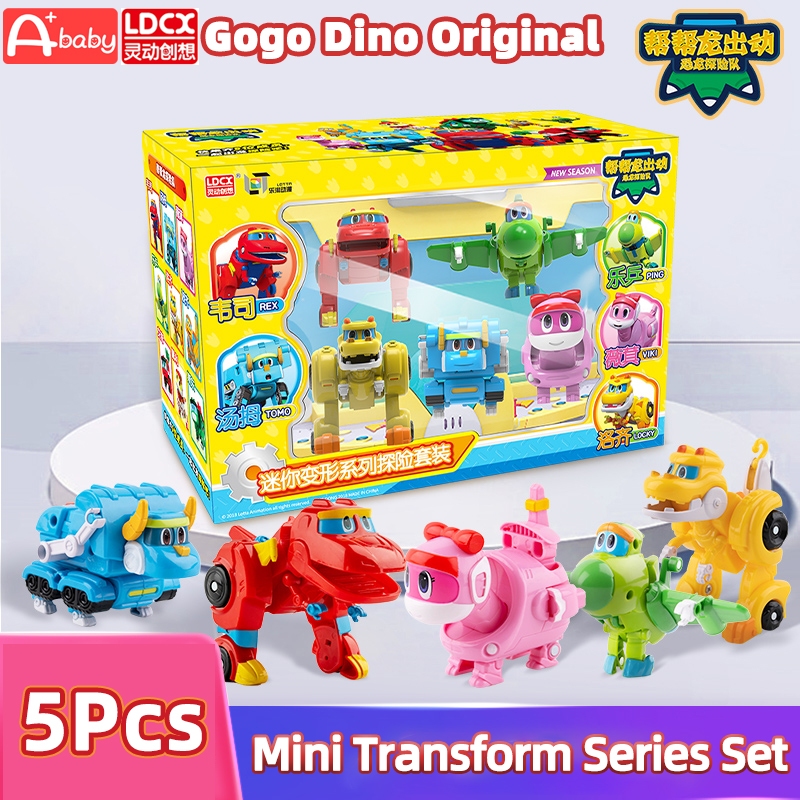 5PCS Gogo Dino Mini Trans Đồ Chơi Khủng Long Ban Đầu Nhân Vật Hành Động Biến Đổi Rex Viki Tomo ...