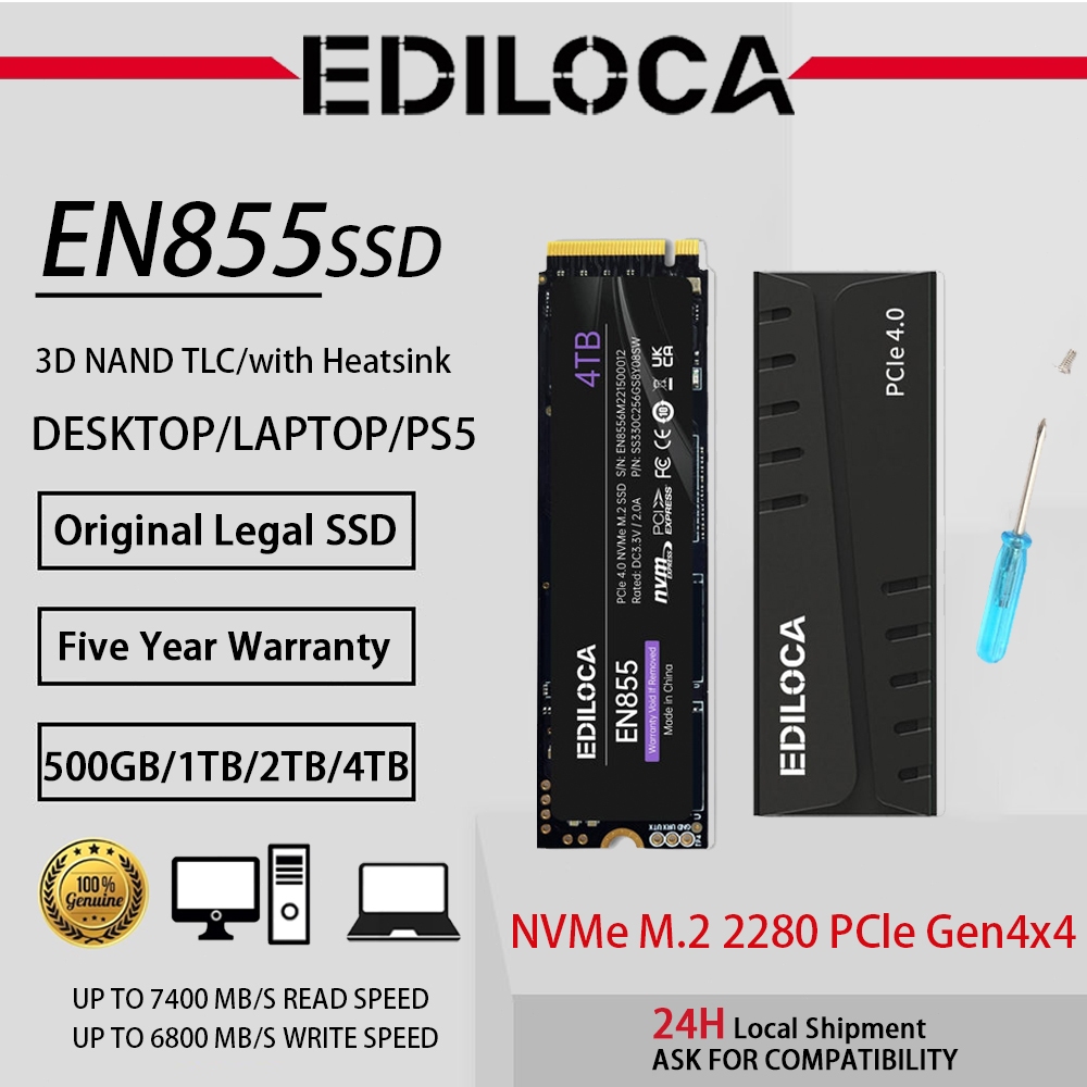 Chính Hãng Có DRAM Ổ Cứng SSD Ediloca EN855 4TB SSD PCIe Gen4.0x4 NVMe M.2 2280 Tương thích với ...