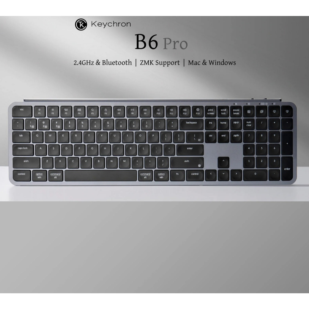 Bàn phím không dây siêu mỏng kích thước đầy đủ Keychron B6 Pro Chế độ 2.4GHz / Bluetooth / Có ...