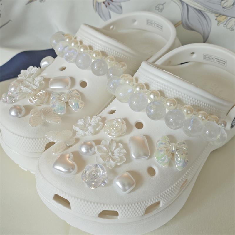 12 / 22 Chiếc Trắng Series Baroque Hoa Ngọc Trai Croc Jibbitz Bộ Bướm ...