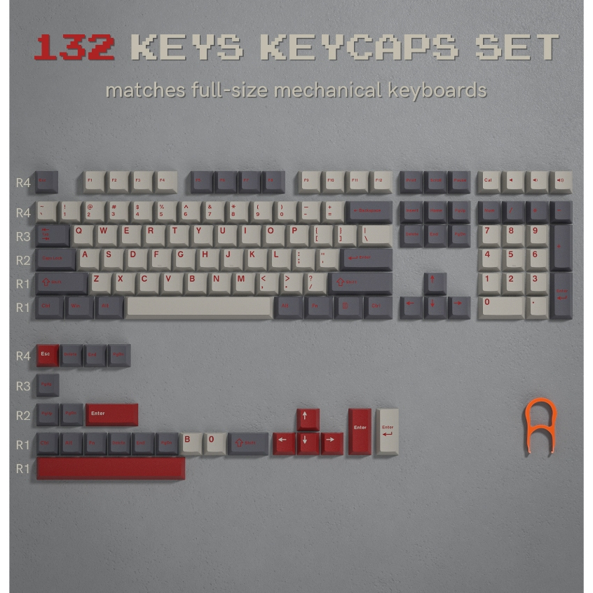 Womier 132 Phím PBT Keycaps Retro Cherry Profile Double Shot Custom Key ...