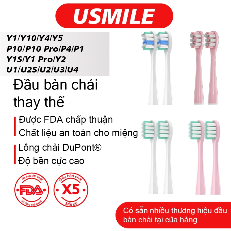 Đầu bàn chải đánh răng thay thế Tương thích với Usmile, 5 CÁI Đầu bàn chải đánh răng điện chuyên ...
