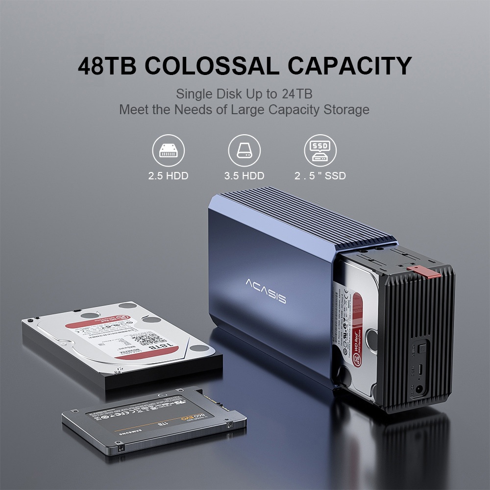 Acasis 2.5 / 3.5 Dual Bay Sata Sang USB 3.0 HDD Vỏ SSD Mảng Máy Tính Để Bàn Hộp Đĩa Cứng Di Động ...