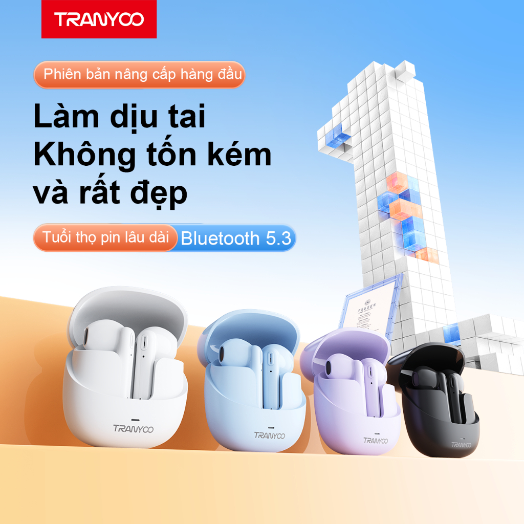 Tai nghe Bluetooth Tranyoo T-M27 Bluetooth 5.3 Giảm tiếng ồn thông minh, chức năng gọi, trò chơi ...