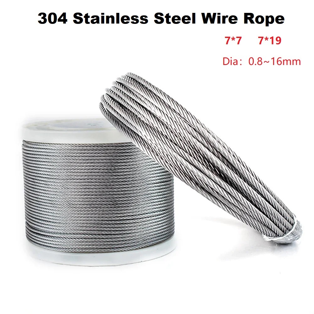 New 304 Stainless Steel Wire Rope Soft Fishing Lifting Cable 7*7 7*19 ...