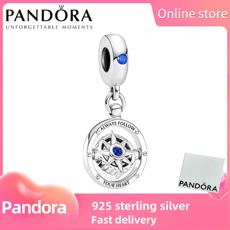 100% chính hãng bạc S925 PANDORA [ 790099 C01]Bùa treo la bàn quay ...