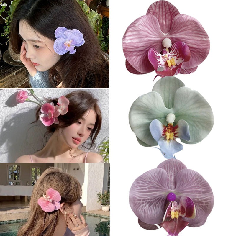 🎀 yakult 🎀 Kẹp tóc hoa Lan Hồ Điệp Hàn Quốc - Kẹp hoa Lan Hồ Điệp có sẵn kẹp, kẹp tóc hoa Lan ...