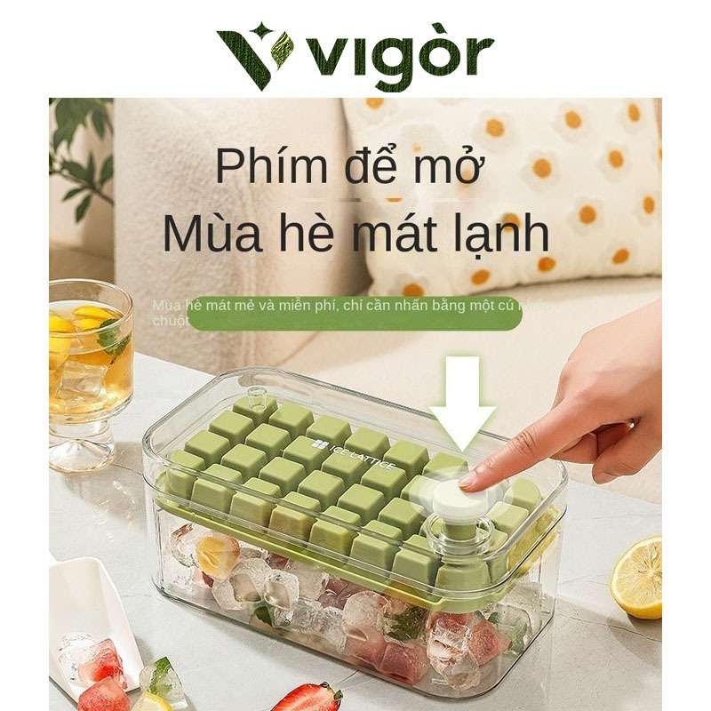 VIGOR丨Bấm Đá Khuôn Khay Đá Hộp Đá Có Nắp Cấp Thực Phẩm Frozen Ice Cube ...