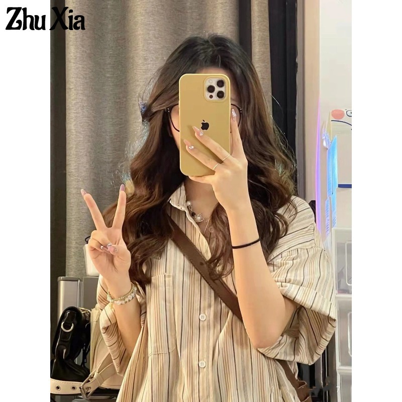 Zhu Xia Áo sơ mi nữ Áo sơ mi sọc dọc phong cách Hồng Kông nhiều lớp ...