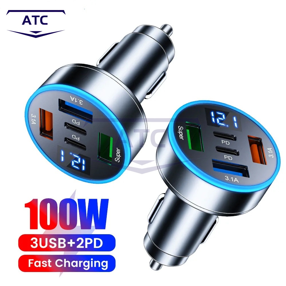 Autoche 100W 5 Cổng Sạc Xe Hơi USB Sạc Nhanh PD QC3.0 USB C Sạc Điện ...