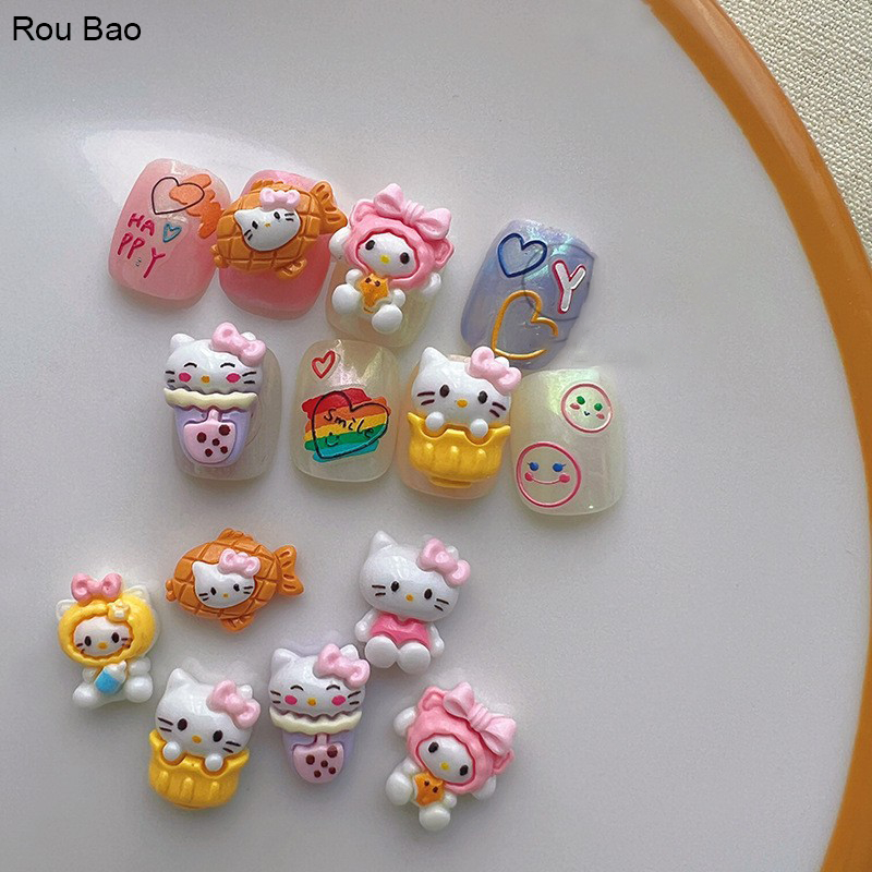 Rou Bao 20 Chiếc Móng Tay Dễ Thương Hello Kitty Mèo Hoạt Hình Taiyaki ...